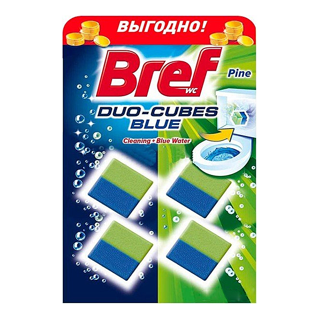 Чистящие кубики для унитаза Bref Duo-Cubes Хвойная свежесть 4х50г ...
